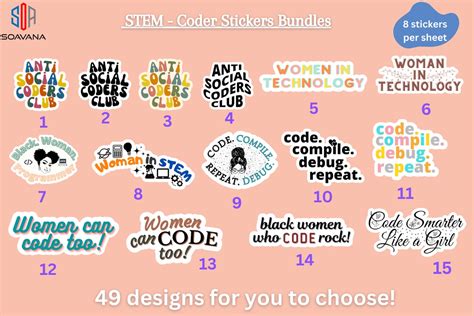 Custom Stem Stickers Pack Personalized Coder Sticker Sheet Coding