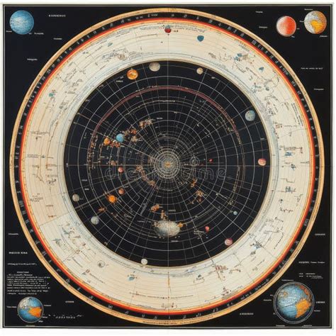 Detailed Vintage Astronomical Chart Featuring Planetary Movements And