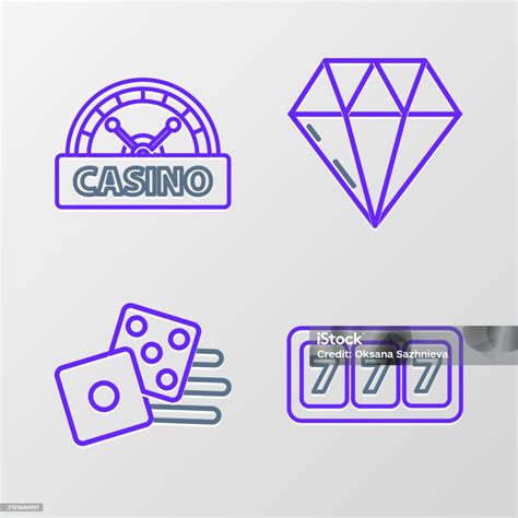 행운의 일곱 잭팟 게임 주사위 다이아몬드 및 카지노 간판 아이콘과 라인 슬롯 머신을 설정합니다 벡터 가능성에 대한 스톡 벡터 아트 및 기타 이미지 Istock