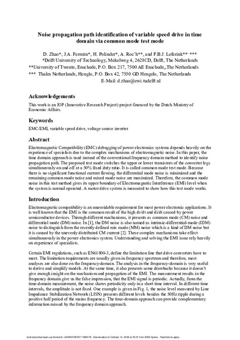 Pdf Noise Propagation Path Identification In Time Domain Via Common