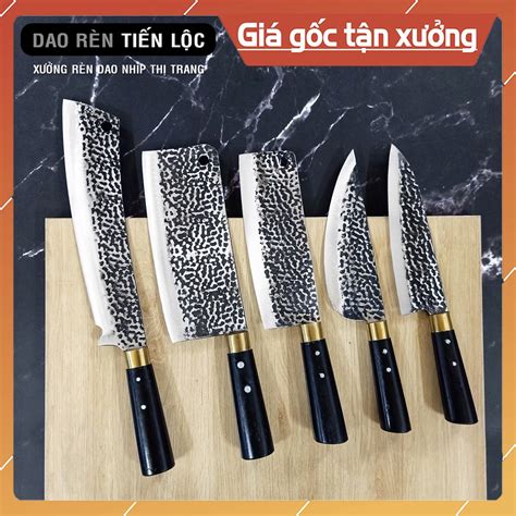 Mua Bộ Dao Làm Bếp Thép Nhíp Dập Vân 2 Mặt Dao Chặt Cây Chặt Xương Thái Lọc Giá Rẻ Nhất