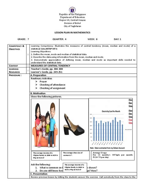 Prototype Lesson Plan Math 7 Quarter 4 Week 6 Day 1 Pdf Mean Mode Statistics