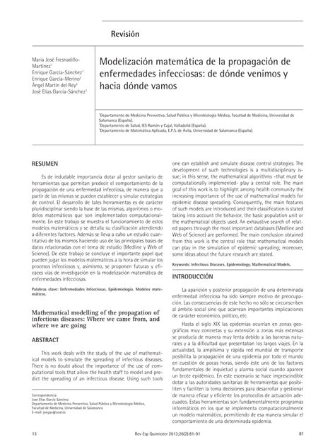 Pdf Mathematical Modelling Of The Propagation Of Infectious Diseases
