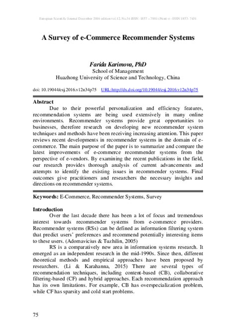 Pdf A Survey Of E Commerce Recommender Systems