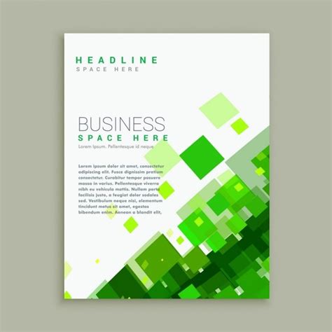 팜플릿 템플릿 녹색 다각형 모양 무료 벡터