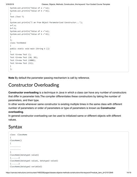 Classes Objects Methods Constructors This Keyword In Java Pdf