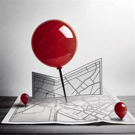 A Red Ball Is On A Map With Two Red Balls Premium Ai Generated Vector