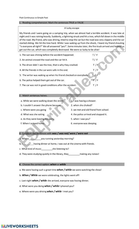 Past Simple And Past Continuous Reading Comprehension Esl Worksheet By Donadani