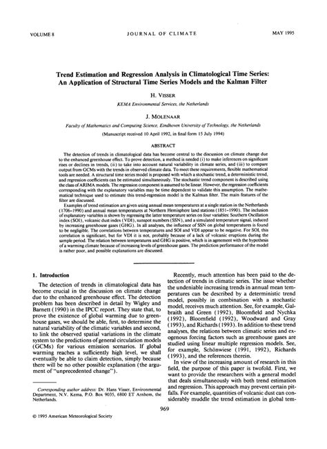 Pdf Trend Estimation And Regression Analysis In Climatological Time Series An Application Of
