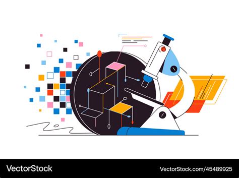 Close Examination Of Data Under A Microscope Vector Image