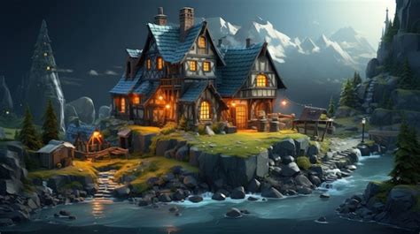 Low Polygons Game Art Premium Ai Generated Image