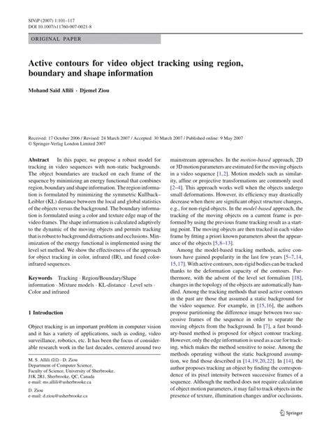 pdf active contours for video object tracking using region boundary