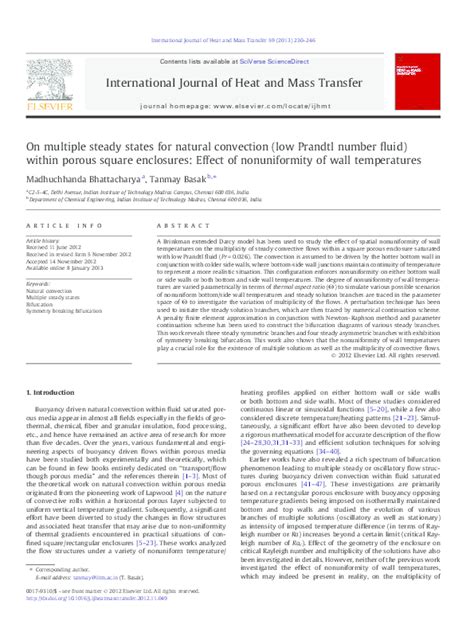 Pdf On Multiple Steady States For Natural Convection Low Prandtl Number Fluid Within Porous