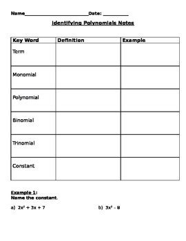 Identifying Polynomials Notes And Assignments By A To Z For All A Babe Needs