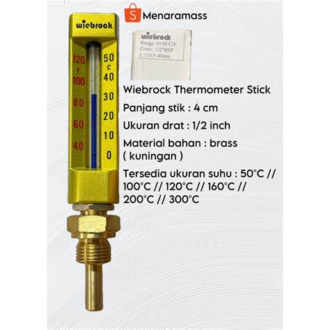 Jual Thermometer Straight Kuningan Thermometer Lurus Temperatur Stick