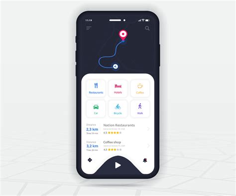 Map Gps Navigation App Ux Ui Concept Mobile Map Application