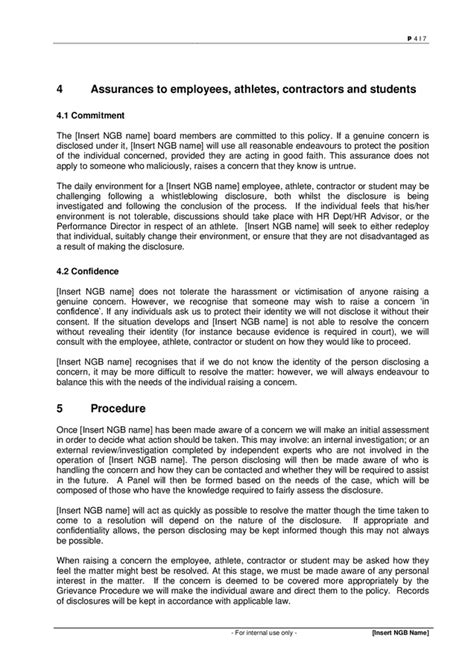 Whistleblowing And Confidential Disclosure Policy Template In Word And Pdf Formats Page 4 Of 7