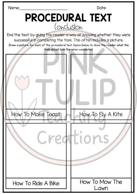 Procedural Text Writing Worksheet Pack No Prep Lesson Ideas Etsy