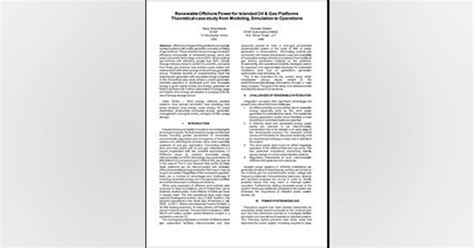 Renewable Offshore Power For Islanded Oil And Gas Platform Microgrid Knowledge