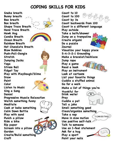 Coping Skills List FREE Coping Worksheets PDF Worksheets Library