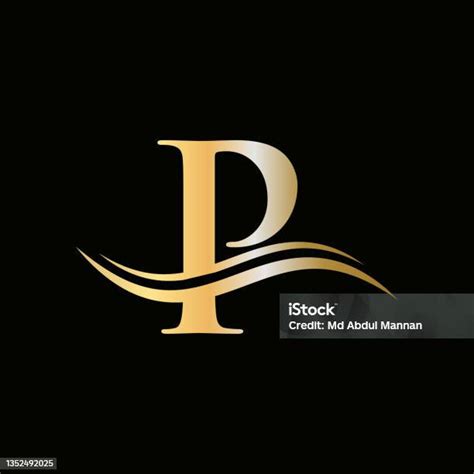 P 로고 골든 컨셉 골든 럭셔리 컬러와 모노그램 디자인이 돋보된 P 레터 로고 P 레터 초기 고급스러운 로고 템플릿 결정체에 대한 스톡 벡터 아트 및 기타 이미지 Istock