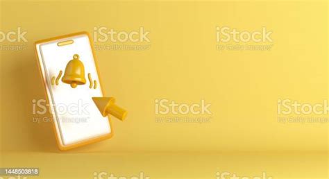 알림 벨 만화 스타일 복사 공간 텍스트 3d 렌더링 그림이 있는 스마트폰 3차원 형태에 대한 스톡 사진 및 기타 이미지 3차원 형태 Brand Name Online