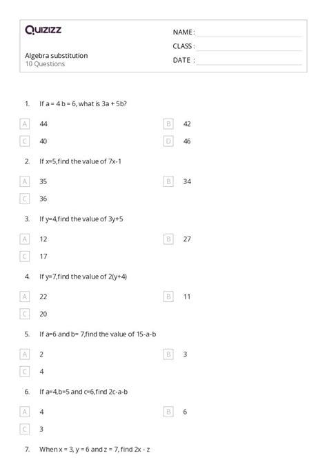 50 Algebra Worksheets For 9th Class On Quizizz Free And Printable