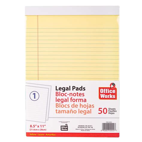 Owks 50 Sheets 85 X 11 Ruled Legal Pad Yellow