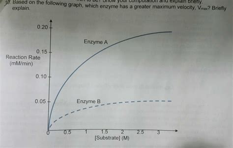 10 Based On The Following Graph Which Enzyme Has A Greater Maximum Velocity Vmax Briefly Explain