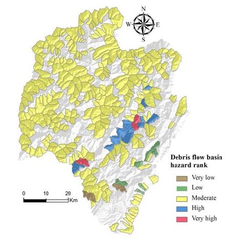 Provenance Sensitivity Level Of Debris Flow Sub Basins Figure 5