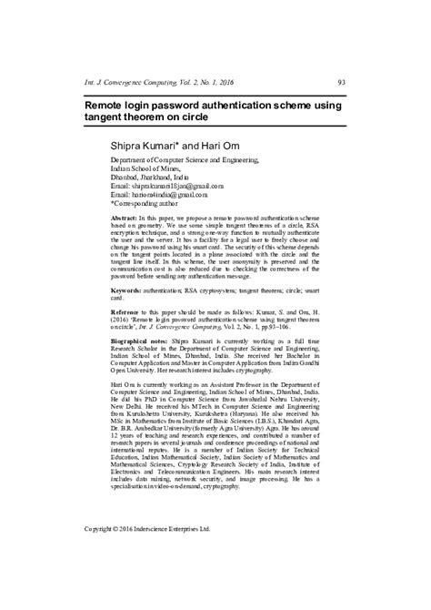Pdf A Remote Login Password Authentication Scheme Using Row Vector