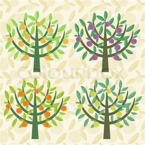 Fruit Trees Stock Vector Colourbox
