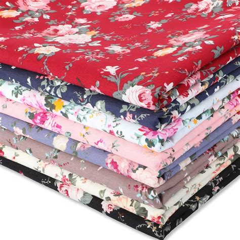 Newwiee 8 Pieces Vintage Floral Cotton Fabric By The Yard Cotton Precut