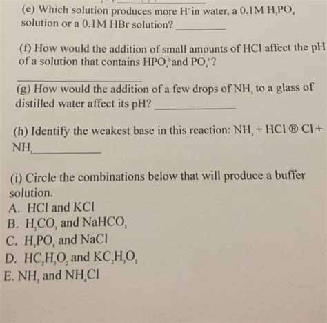 Solved Which Solution Produces More H In Water A M Chegg Com