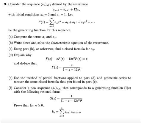 3 consider the sequence an n≥ 0 defined by the recurrence an 2 an 1