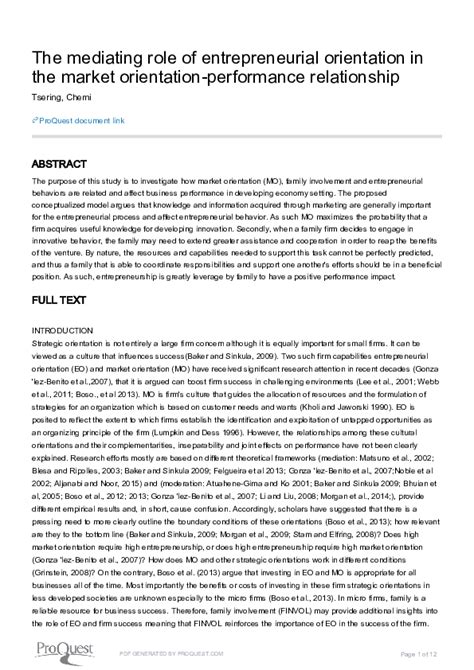 Pdf Entrepreneurial Orientation And Performance In Firms