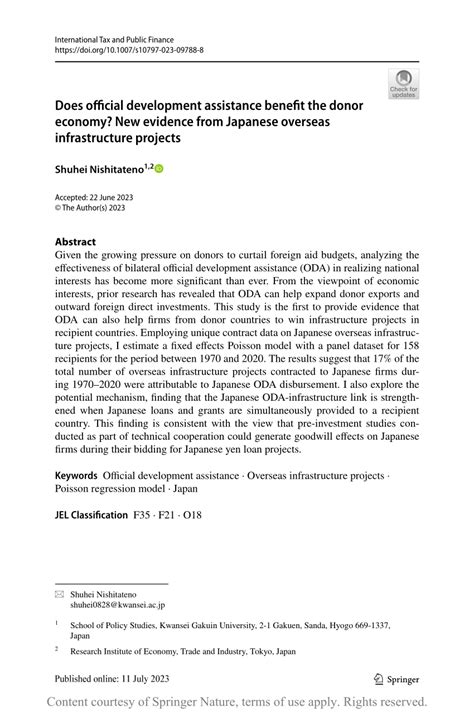 Pdf Does Official Development Assistance Benefit The Donor Economy