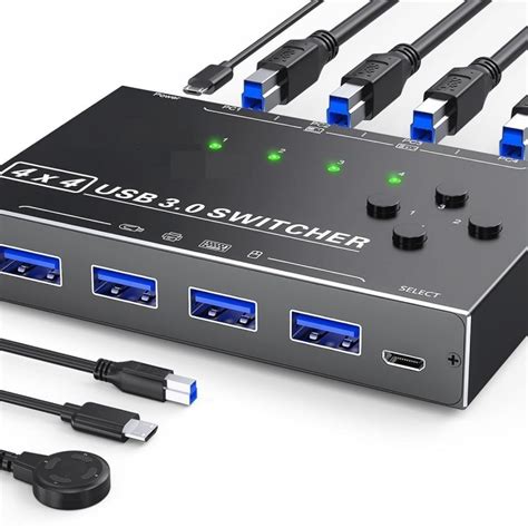 2024 New KCEVE USB 3 0 Switch 4 Computers 4 Port USB Switch Selector For 4 Computer Share 4 USB