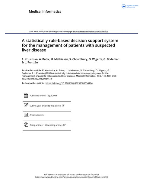 Pdf A Statistically Rule Based Decision Support System For The