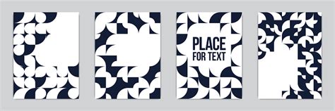 배경 및 커버 템플릿 벡터 세트 추상 기하학적 디자인 텍스트 복잡한 현대 미술 레이아웃을위한 복사 공간이있는 흑백 구성 모듈성에 대한 스톡 벡터 아트 및 기타 이미지