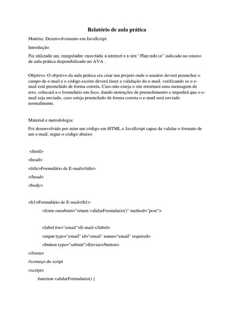 Relatorio Aula Pratica Java Script Pdf