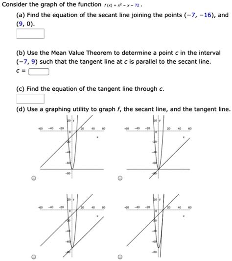 Solved Consider The Graph Of The Function F X X 72 A Find The Equation Of The Secant
