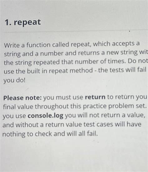 Solved Repeatwrite A Function Called Repeat Which Accepts A