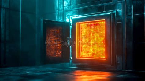 Digital Vault Protecting Glowing Sensitive Data With Open Door Stock Illustration Illustration
