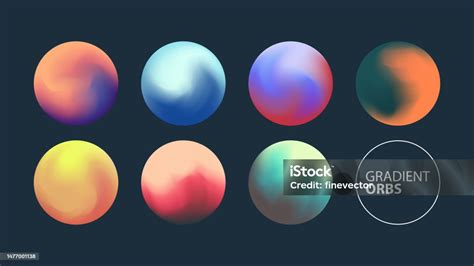 Colorful Gradient Orbs Blurred Circle Backgrounds Set With Modern