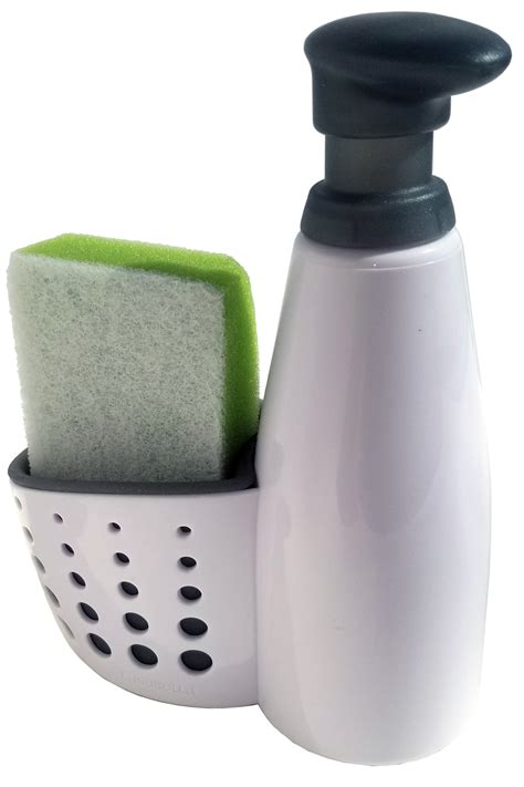 Soap Dispenser And Sponge Holder Combo Sink Sider 2 In 1 Kitchen Sink Accessory