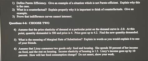 Solved Define Pareto Efficiency Give An Example Of A Chegg