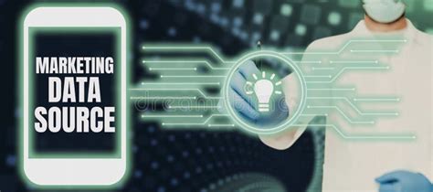 Sign Displaying Marketing Data Source Word Written On Connection Set