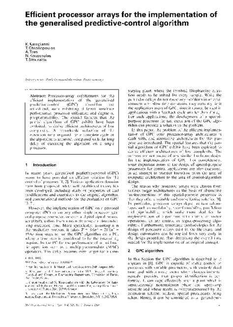 Pdf Efficient Processor Arrays For The Implementation Of The