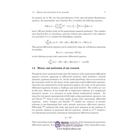 Theory And Applications Of Quaternion Valued Differential Equationsby